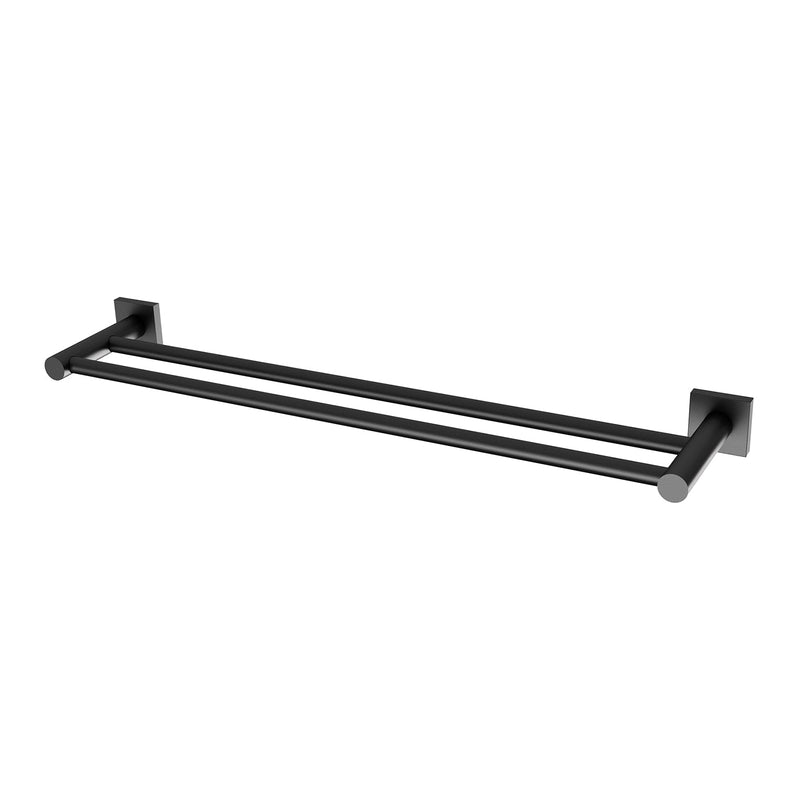 Phoenix Radii Double Towel Rail 600mm Square Plate - Matte Black — Reno Hub
