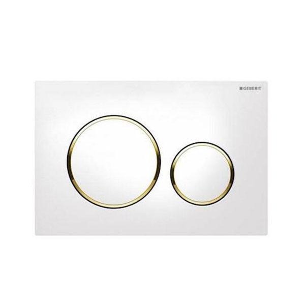 Geberit Sigma 20 White Dual Flush Plate - Gold Rings — Reno Hub